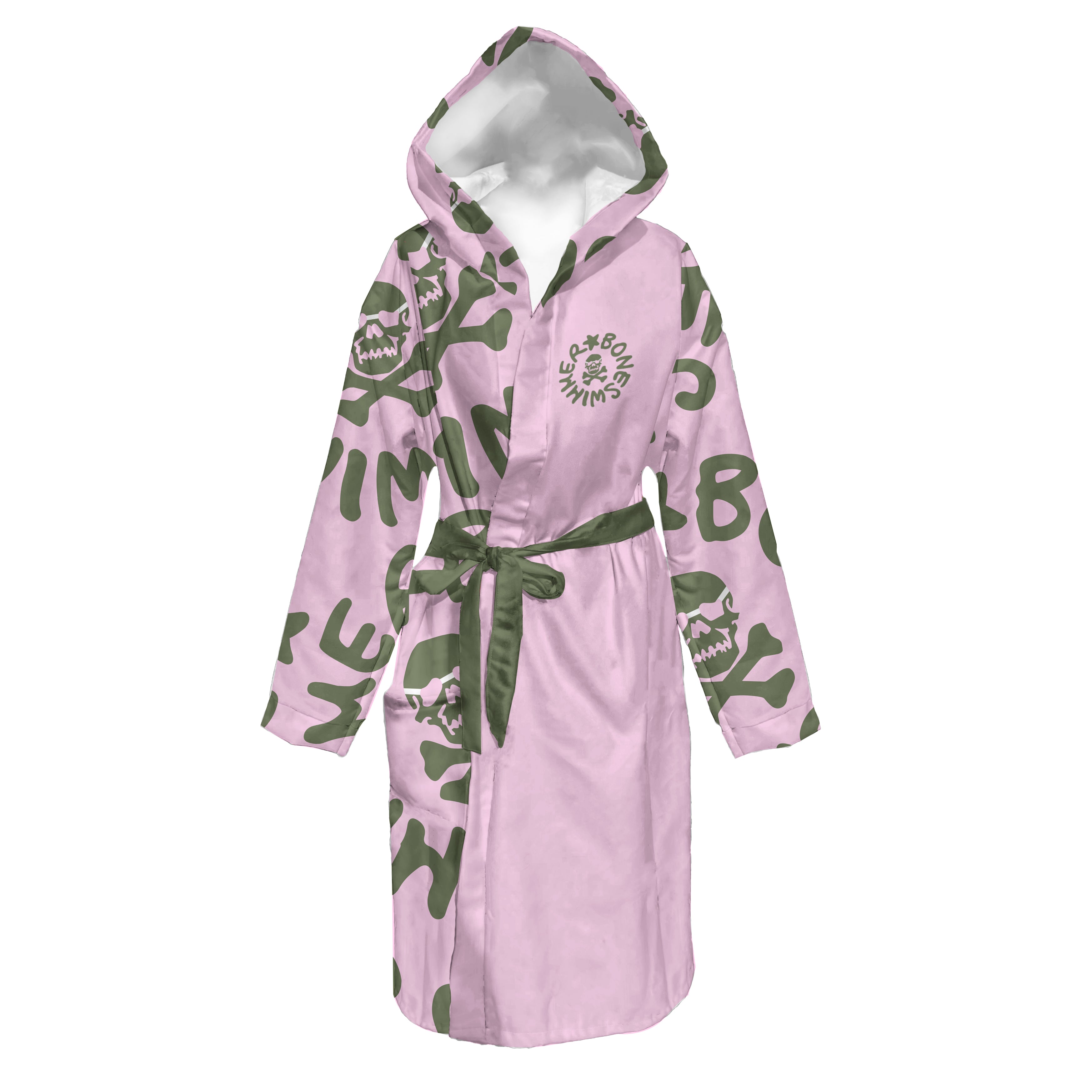 Light Pink Microfiber Bathrobe 13AC Military Green Logo | BONESWIMMER