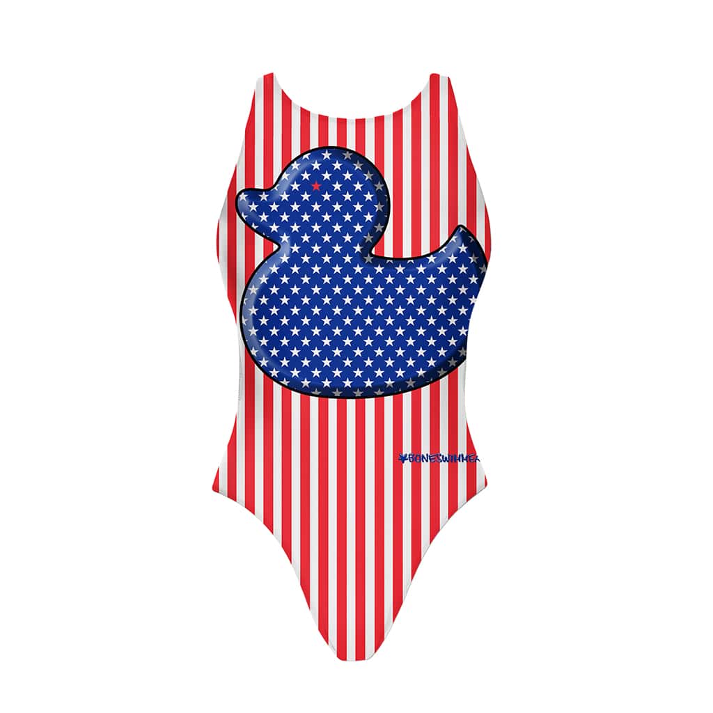 PINUP 418P DUCK&STRIPES Boneswimmer Swim Training Costume for GIRLS